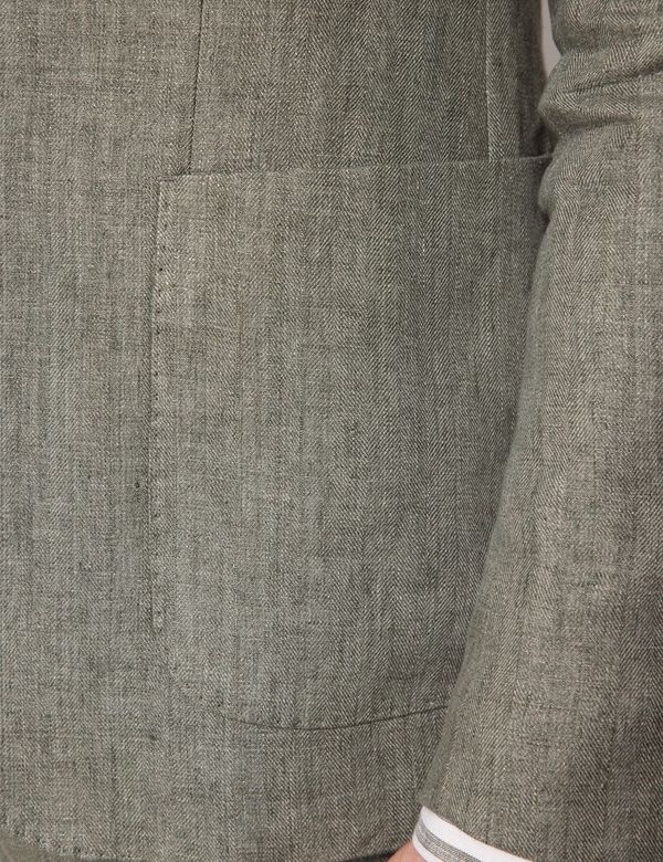Men's Sage Green Herringbone Italian Linen Slim Fit Suit Jacket - 1913 ...