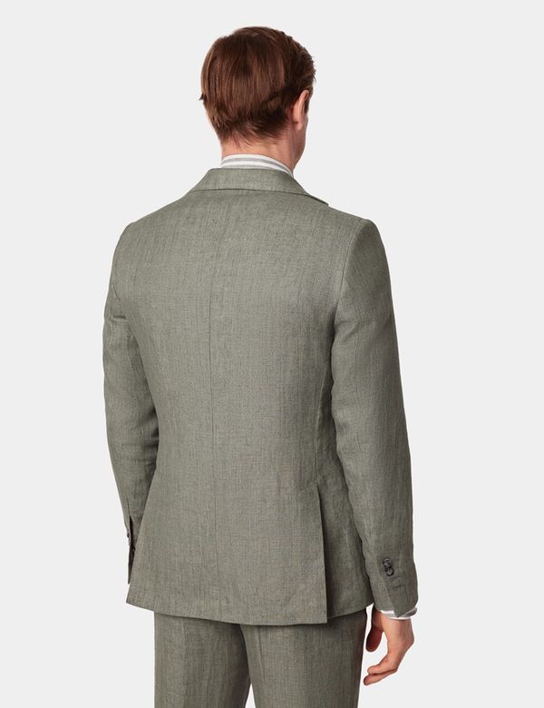 Men's Sage Green Herringbone Italian Linen Slim Fit Suit Jacket - 1913 ...