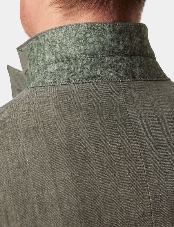 Men's Sage Green Herringbone Italian Linen Slim Fit Suit Jacket - 1913 ...