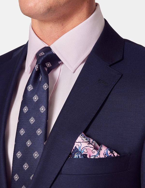 Men's Dark Blue Twill Wool Classic Fit Suit Jacket