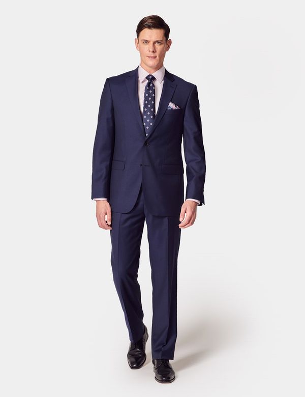 Men's Dark Blue Twill Wool Classic Fit Suit Jacket