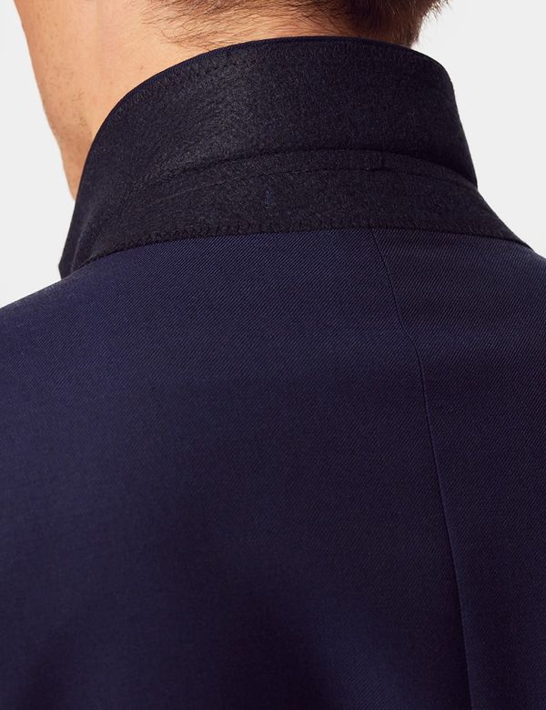 Men's Dark Blue Twill Wool Slim Fit Suit