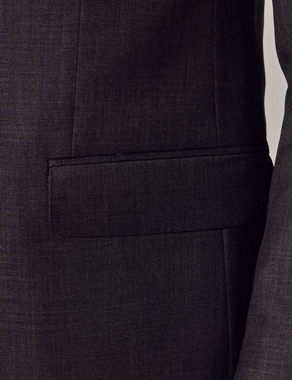 Mens Charcoal Twill Weave 3 Piece Slim Fit Suit Hawes And Curtis