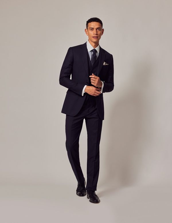 Men s Navy Twill 3 Piece Slim Fit Suit