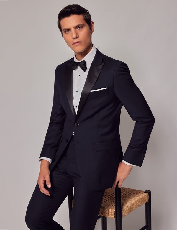 Navy Wool Slim Fit Dinner Jacket