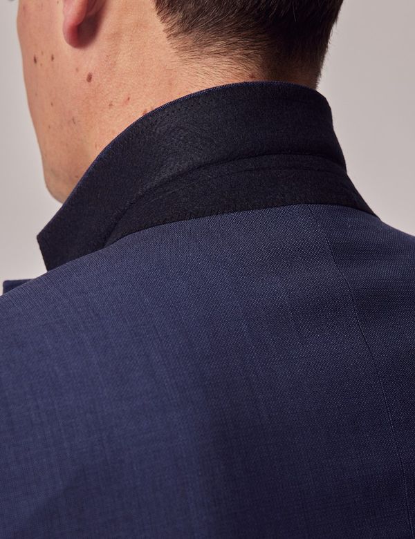 Men's Mid Blue Plain Slim Suit Jacket