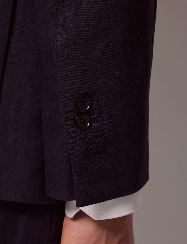 Mens Navy Linen Slim Fit Suit Hawes And Curtis