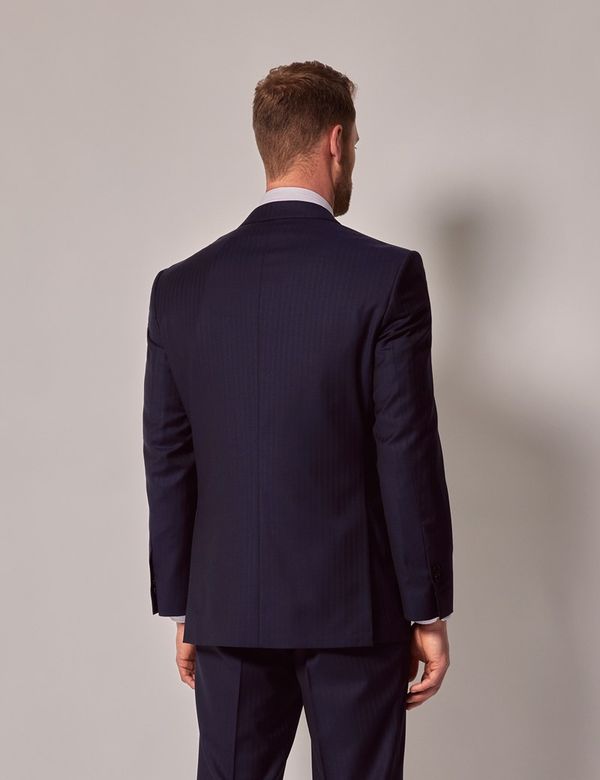 Men's Navy Herringbone Classic Suit | Hawes and Curtis