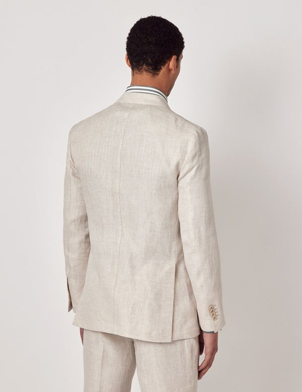 Men's Stone Linen Slim Fit Suit Jacket | Hawes & Curtis