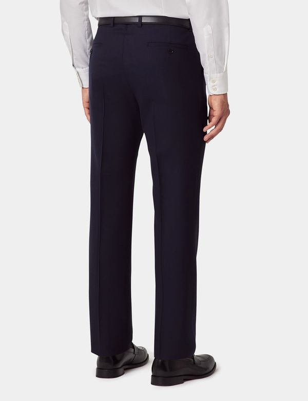 Men's Midnight Blue Semi Plain Wool Slim Fit Suit | Hawes & Curtis