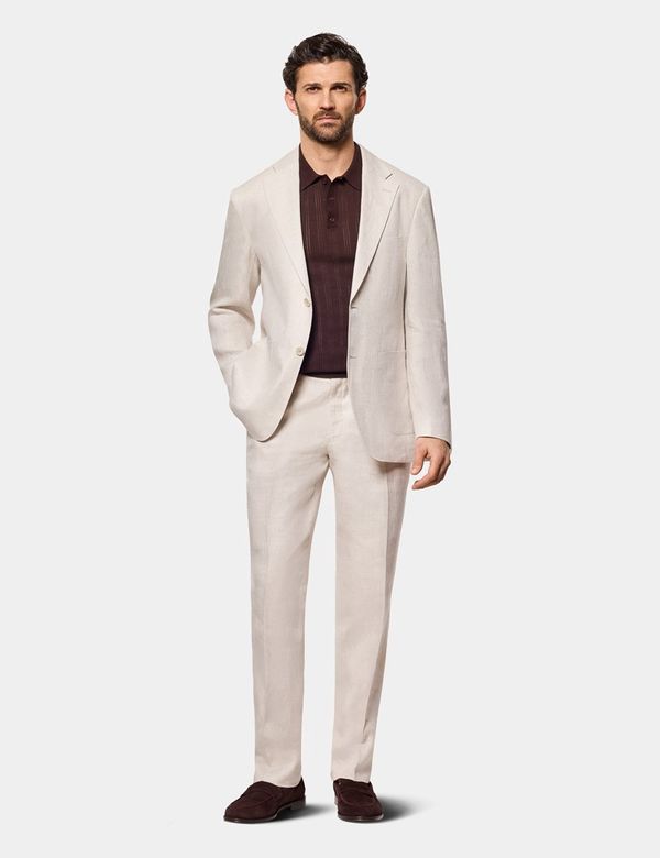 Men's Tailored Fit Stone Suit | Hawes & Curtis