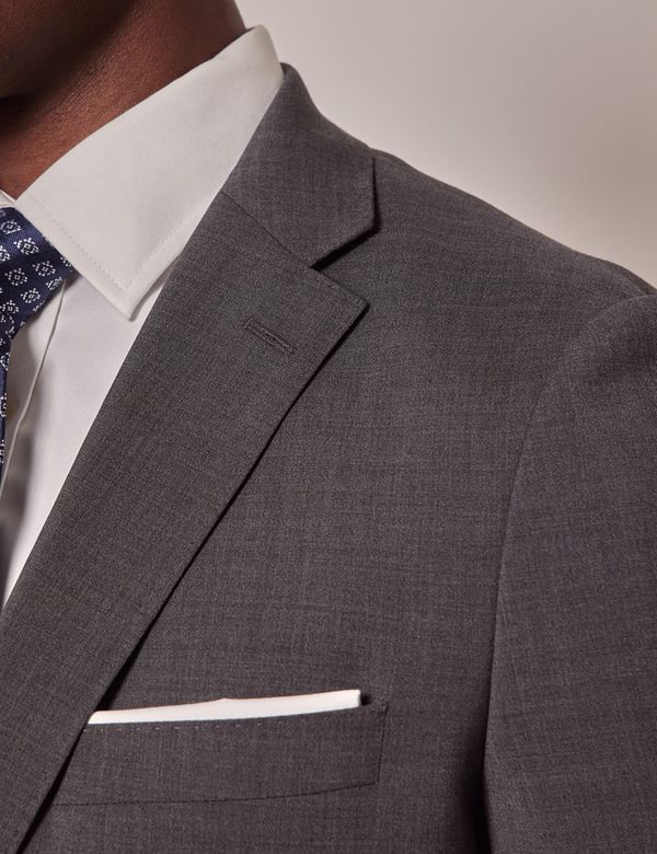 Men's Dark Grey Stretch Wool Slim Fit Suit| Hawes & Curtis