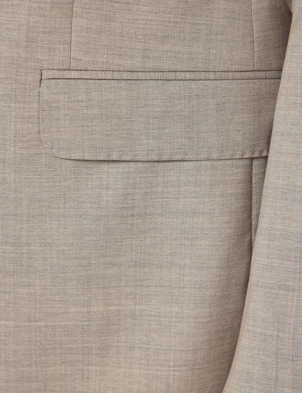 Men's Greige Italian Wool Tailored Fit Suit Jacket - 1913 Collection ...