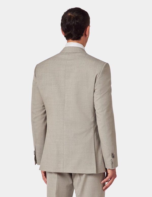 Men's Greige Italian Wool Tailored Fit Suit Jacket - 1913 Collection ...