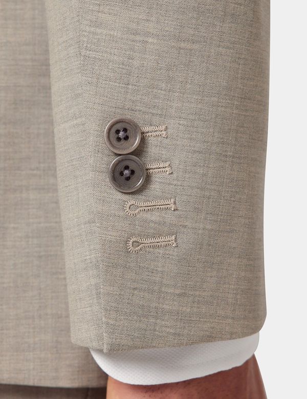 Men's Greige Italian Wool Tailored Fit Suit Jacket - 1913 Collection ...