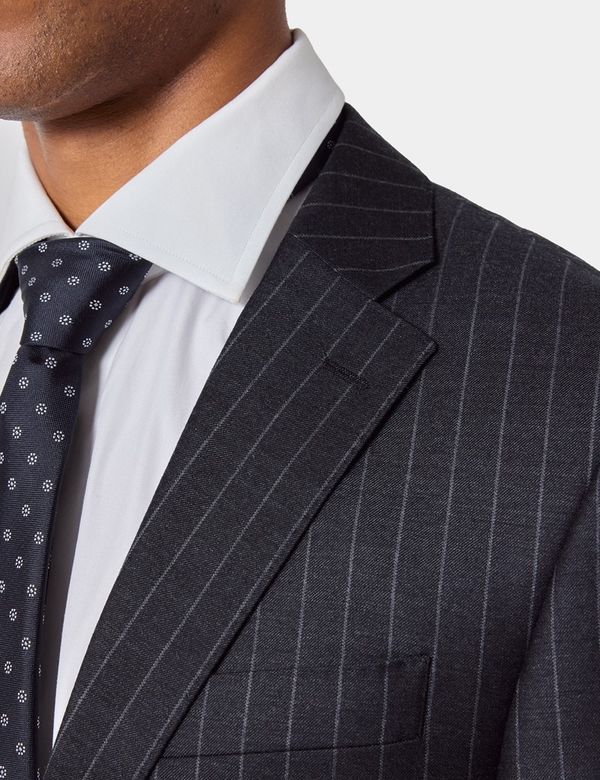 Mens Tailored Fit Charcoal Chalk Stripe Suit Jacket Hawes And Curtis
