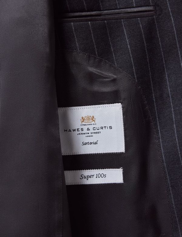Men's Tailored Fit Charcoal Chalk Stripe Suit | Hawes & Curtis