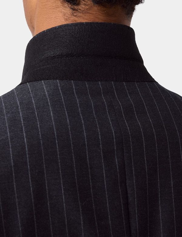 Men's Tailored Fit Charcoal Chalk Stripe Suit | Hawes & Curtis