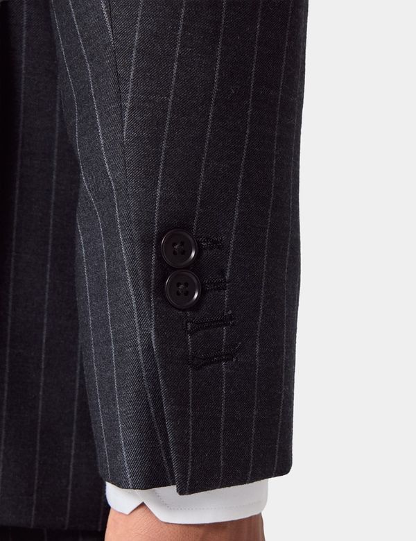 Men's Tailored Fit Charcoal Chalk Stripe Suit | Hawes & Curtis