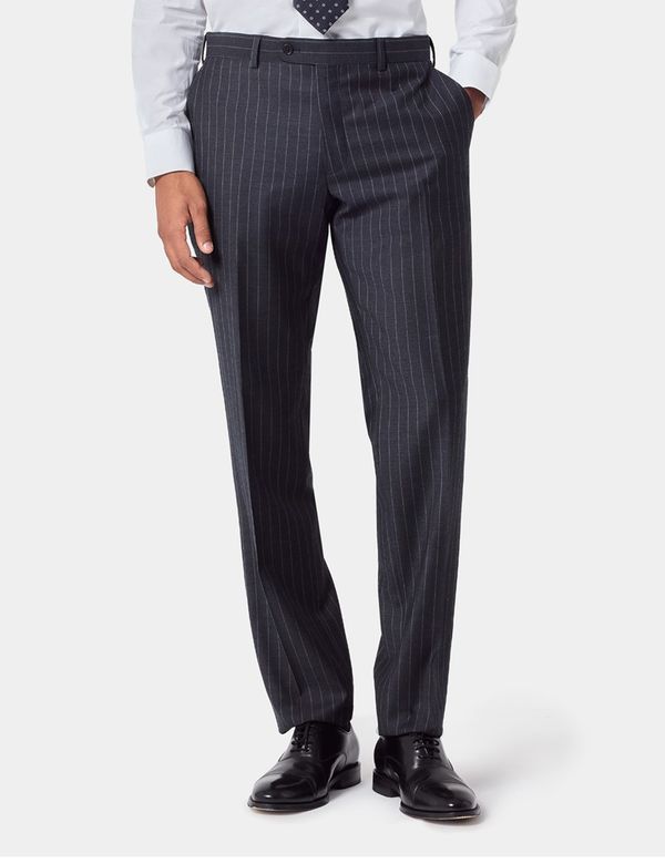 Men's Tailored Fit Charcoal Chalk Stripe Suit | Hawes & Curtis