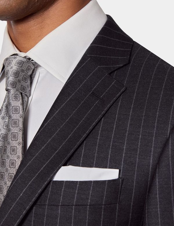 Men's Tailored Fit Charcoal Chalk Stripe Suit | Hawes & Curtis