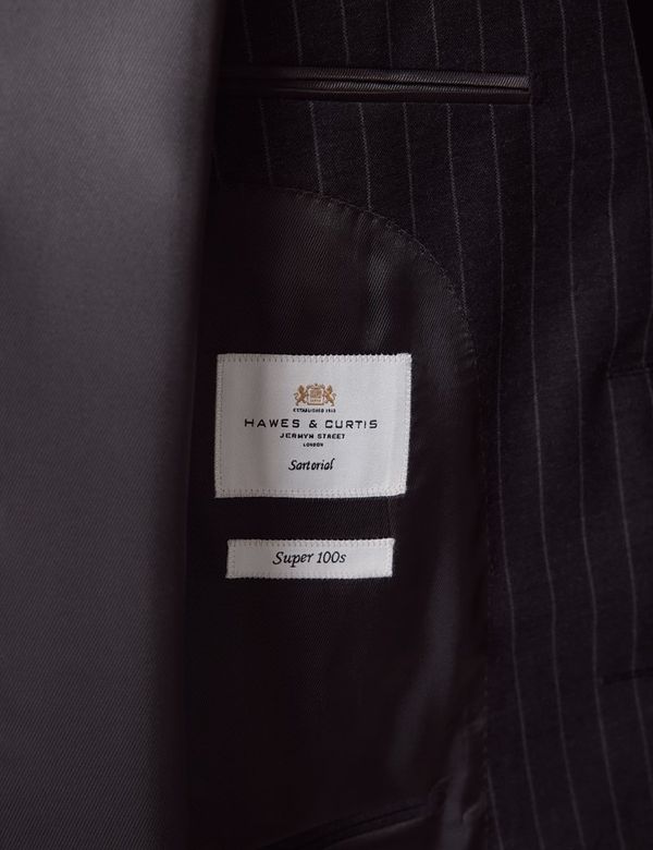 Men's Tailored Fit Charcoal Chalk Stripe Suit | Hawes & Curtis