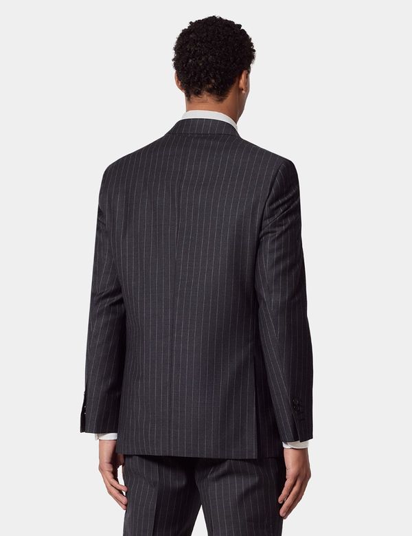 Men's Tailored Fit Charcoal Chalk Stripe Suit | Hawes & Curtis