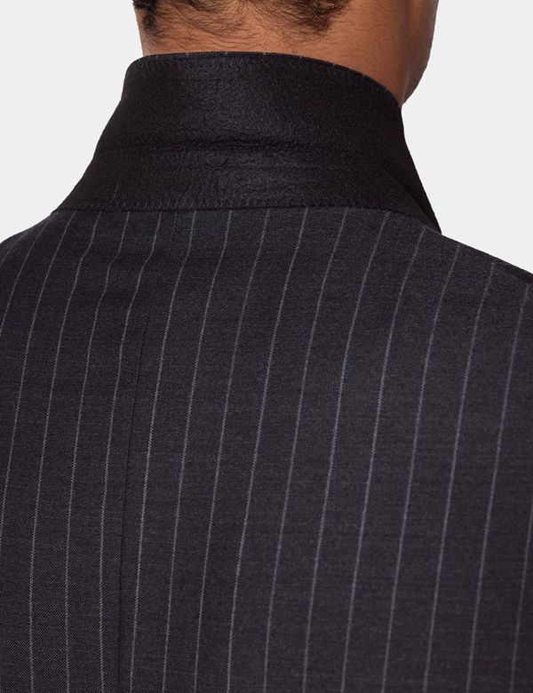 Men's Tailored Fit Charcoal Chalk Stripe Suit | Hawes & Curtis