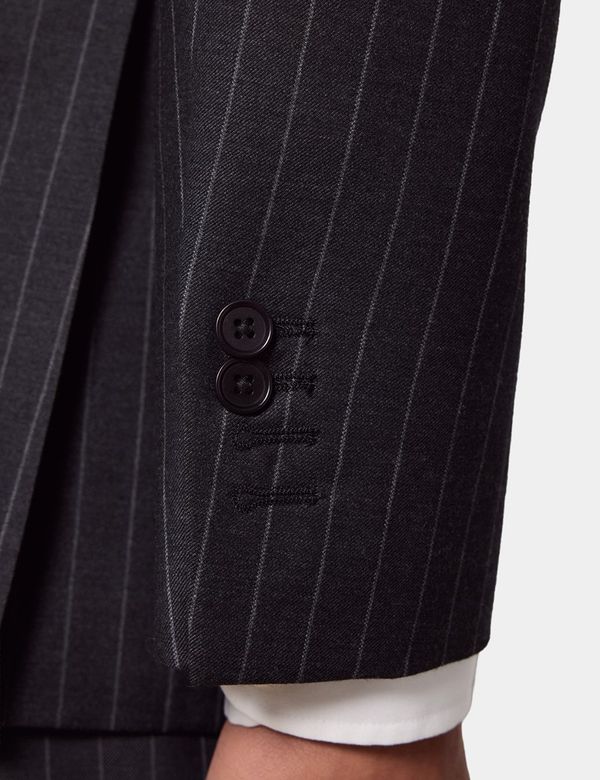 Men's Tailored Fit Charcoal Chalk Stripe Suit | Hawes & Curtis