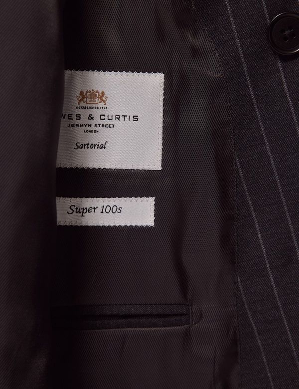 Men's Charcoal Chalk Stripe Wool Double Breasted Slim Fit Suit| Hawes ...