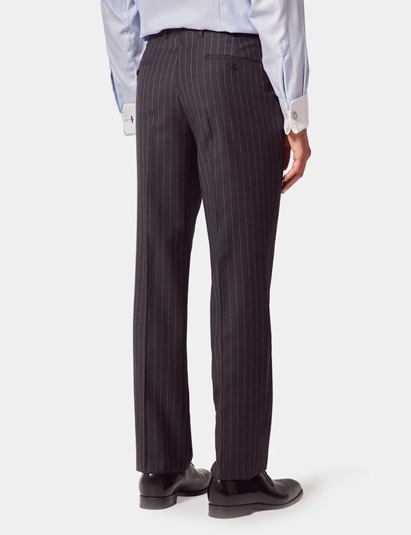 Men's Charcoal Chalk Stripe Double Breasted Slim Suit | Hawes & Curtis