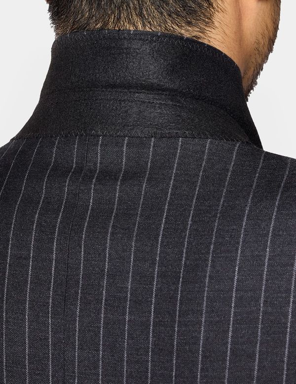 Men's Charcoal Chalk Stripe Slim Suit| Hawes & Curtis