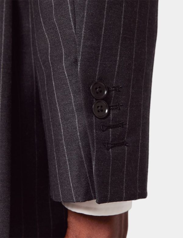 Men's Charcoal Chalk Stripe Classic Suit Jacket | Hawes & Curtis