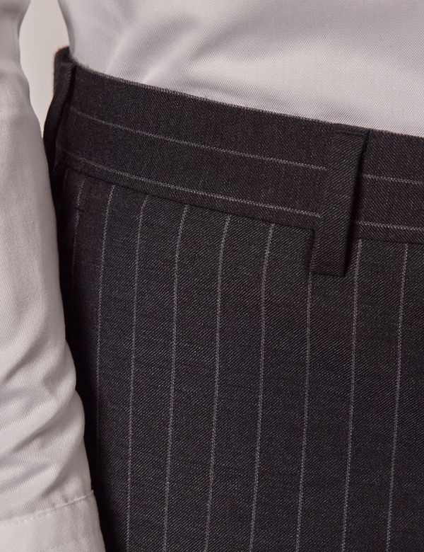 Men's Charcoal Chalk Stripe Wool Classic Fit Suit | Hawes & Curtis
