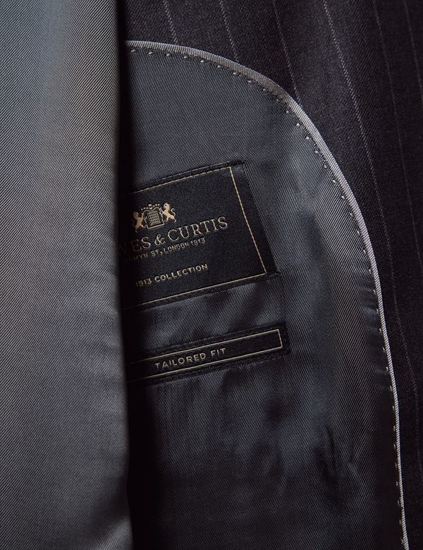 Men's Tailored Fit Charcoal Chalk Stripe 1913 Suit | Hawes & Curtis