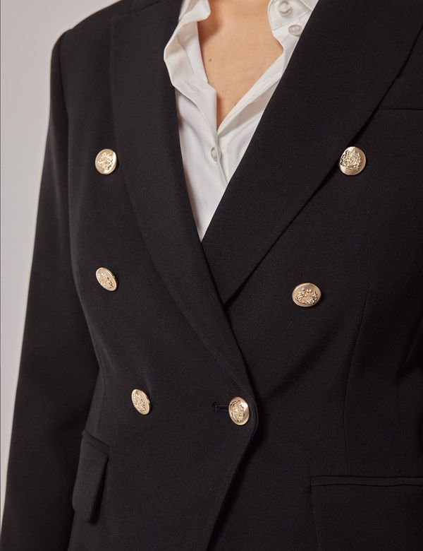 Women's Black Double Breasted Jacket | Hawes & Curtis
