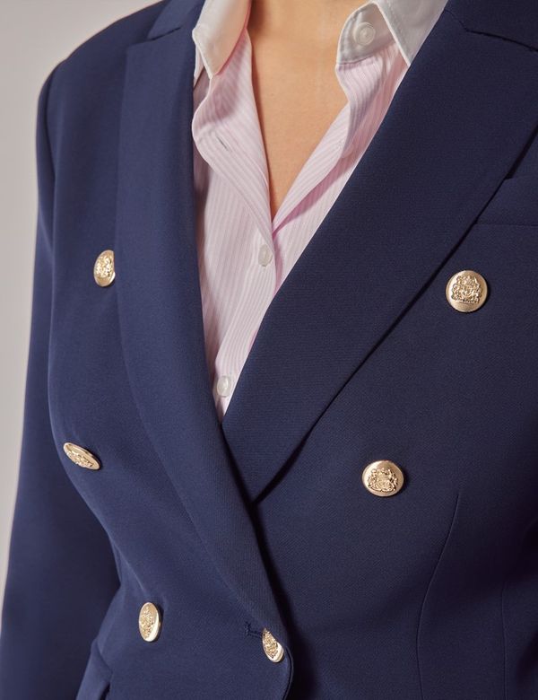 Women's Mid Blue Double Breasted Jacket | Hawes & Curtis