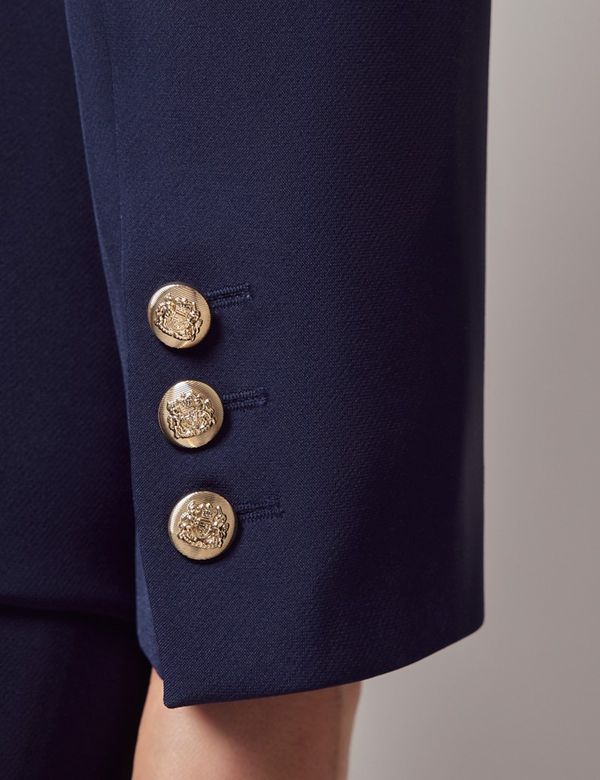 Women's Mid Blue Double Breasted Longline Jacket | Hawes & Curtis