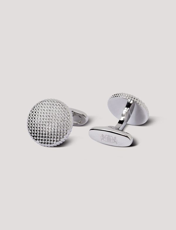 Men's Silver Round Textured Cufflinks | Hawes & Curtis
