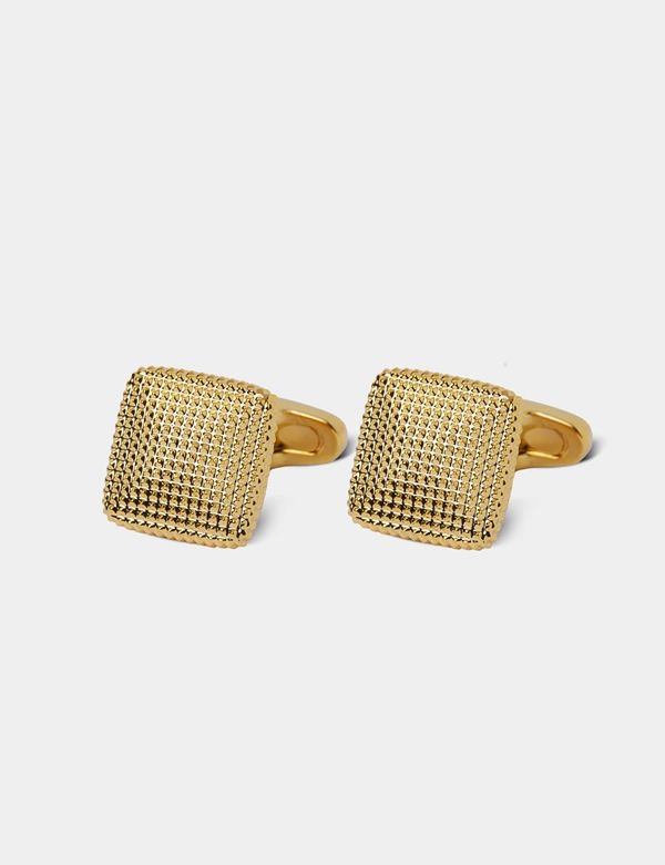 Men's Gold Square Textured Cufflinks | Hawes & Curtis
