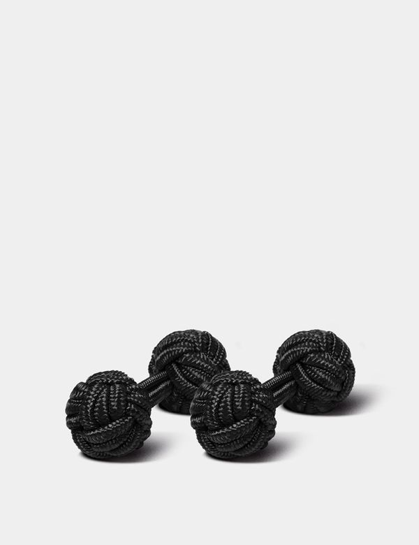 Men's Black Silk Knot Cufflinks | Hawes & Curtis