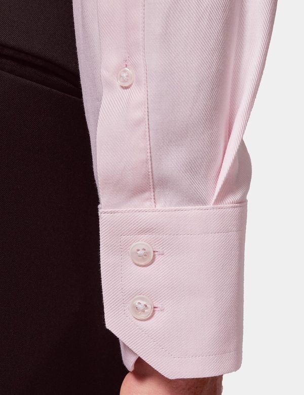 Men's Light Pink Twill Slim Fit Shirt - High Collar