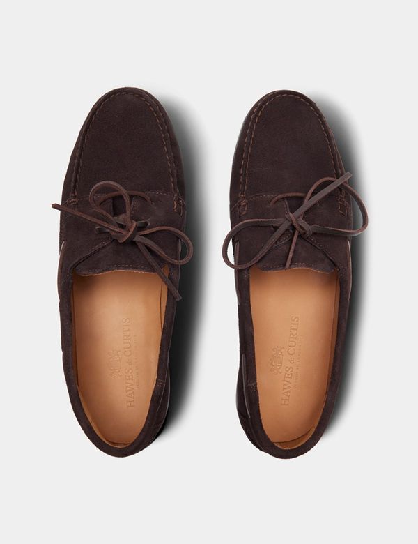 Men's Brown Italian Suede Boat Shoe | Hawes & Curtis