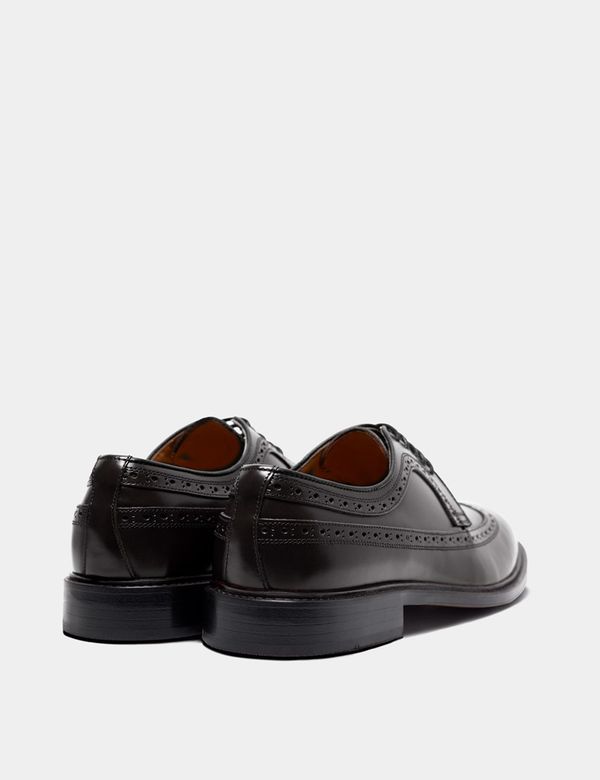 Men's Black Leather Wingtip Brogue Shoe | Hawes & Curtis