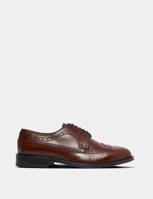 Men's Tan Leather Wingtip Brogue Shoe | Hawes & Curtis