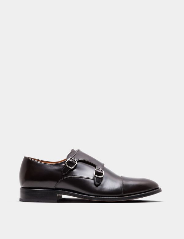 Men's Brown Double Monk Strap Shoe | Hawes & Curtis