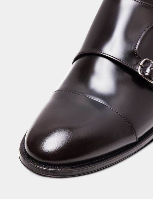 Men's Brown Double Monk Strap Shoe | Hawes & Curtis