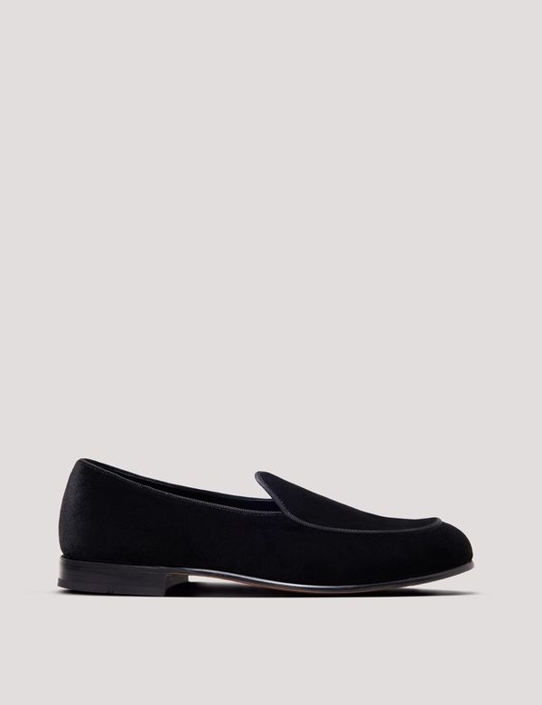 Men's Black Velvet Belgian Loafer | Hawes & Curtis