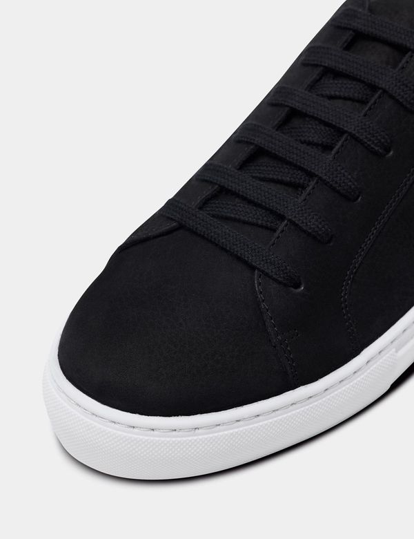 Men's Black Nubuck Leather Trainer | Hawes and Curtis