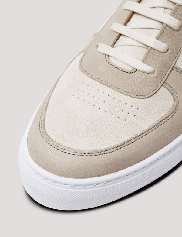 Men's Ivory Leather Court Trainer | Hawes and Curtis